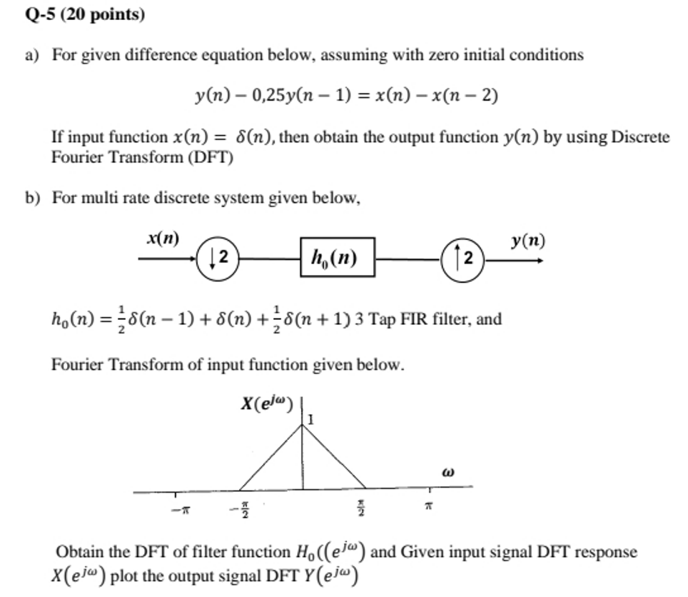 Solved Q-5 (20 ﻿points)a) ﻿For given difference equation | Chegg.com