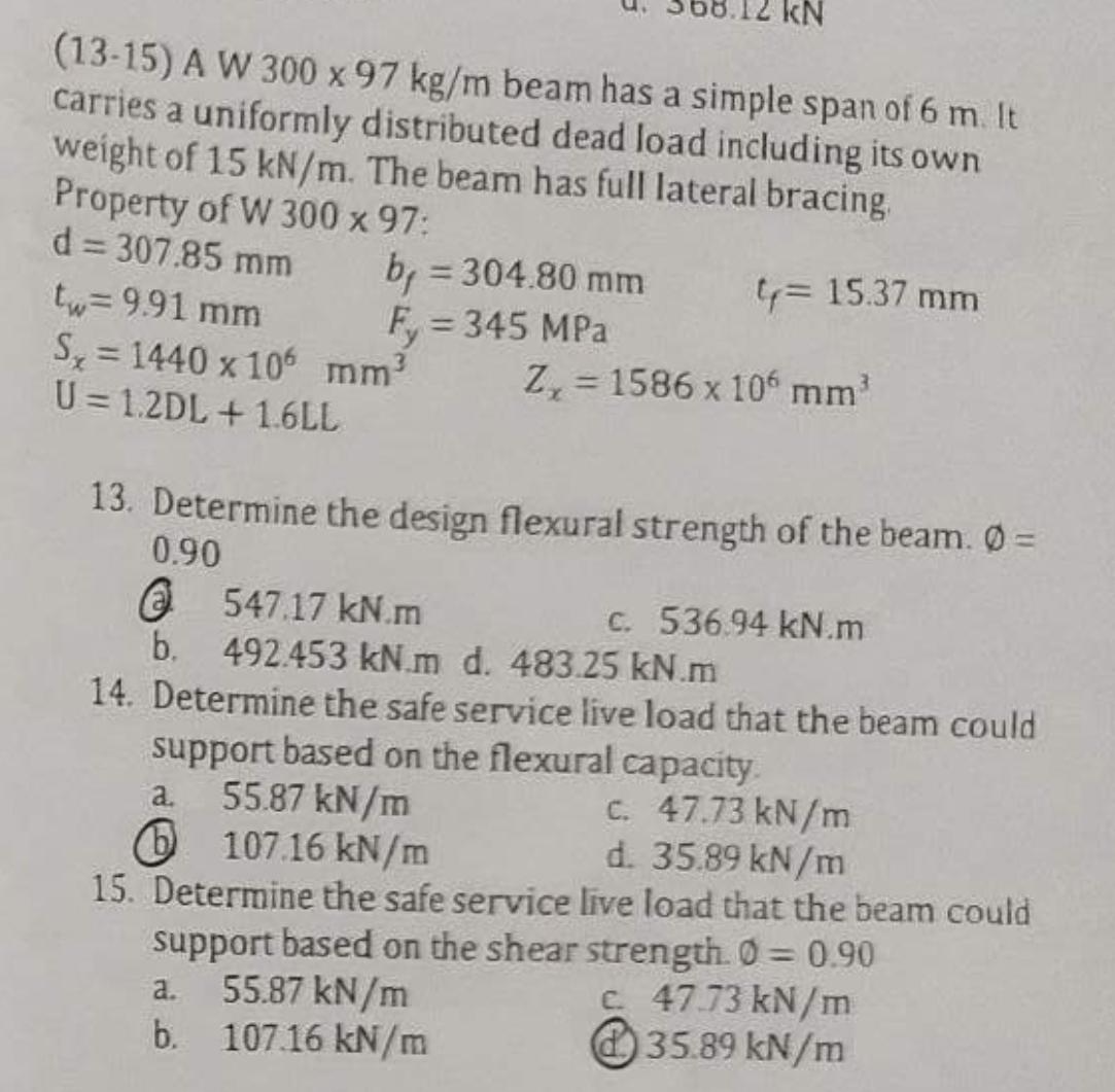 Solved 13-15 Subject: Structural Steel Design Multiple | Chegg.com