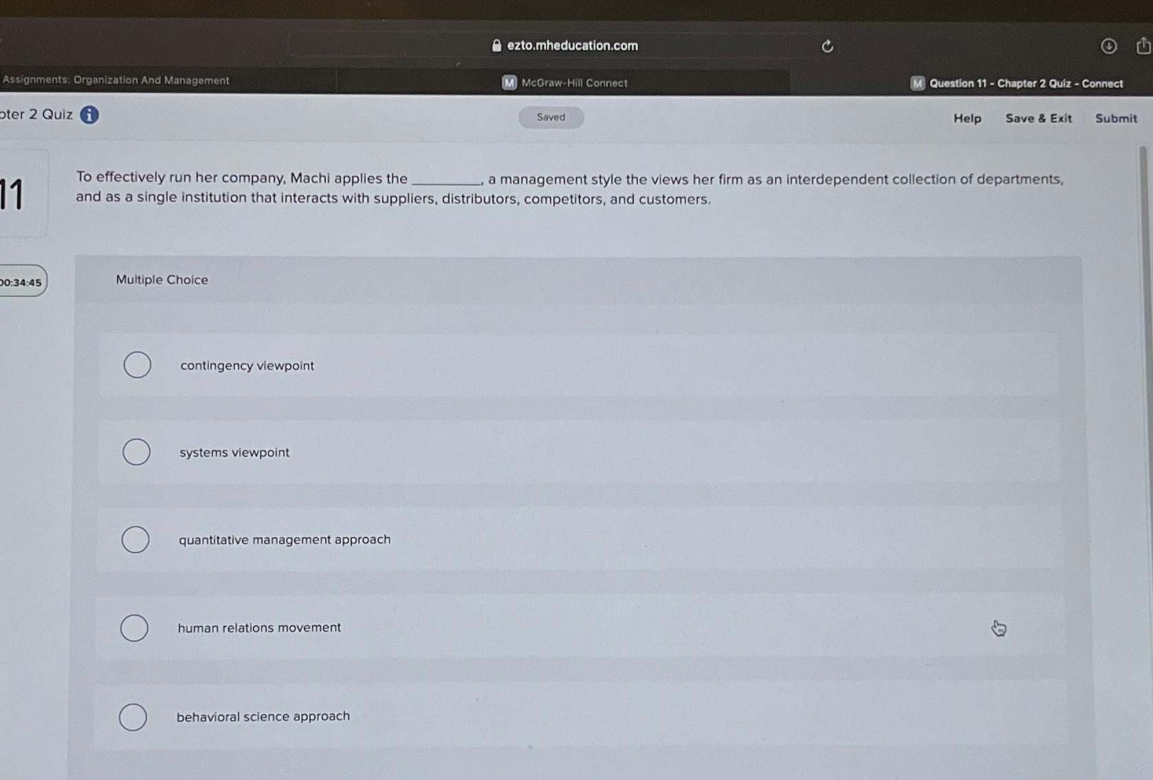 Solved ezto.mheducation.comAssignments: Organization And | Chegg.com