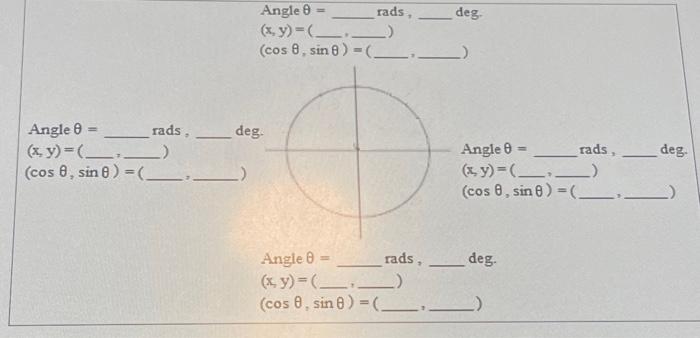 Solved Angle 0 = (x, y) = (__________ (cos 8, sin 8) = ( | Chegg.com