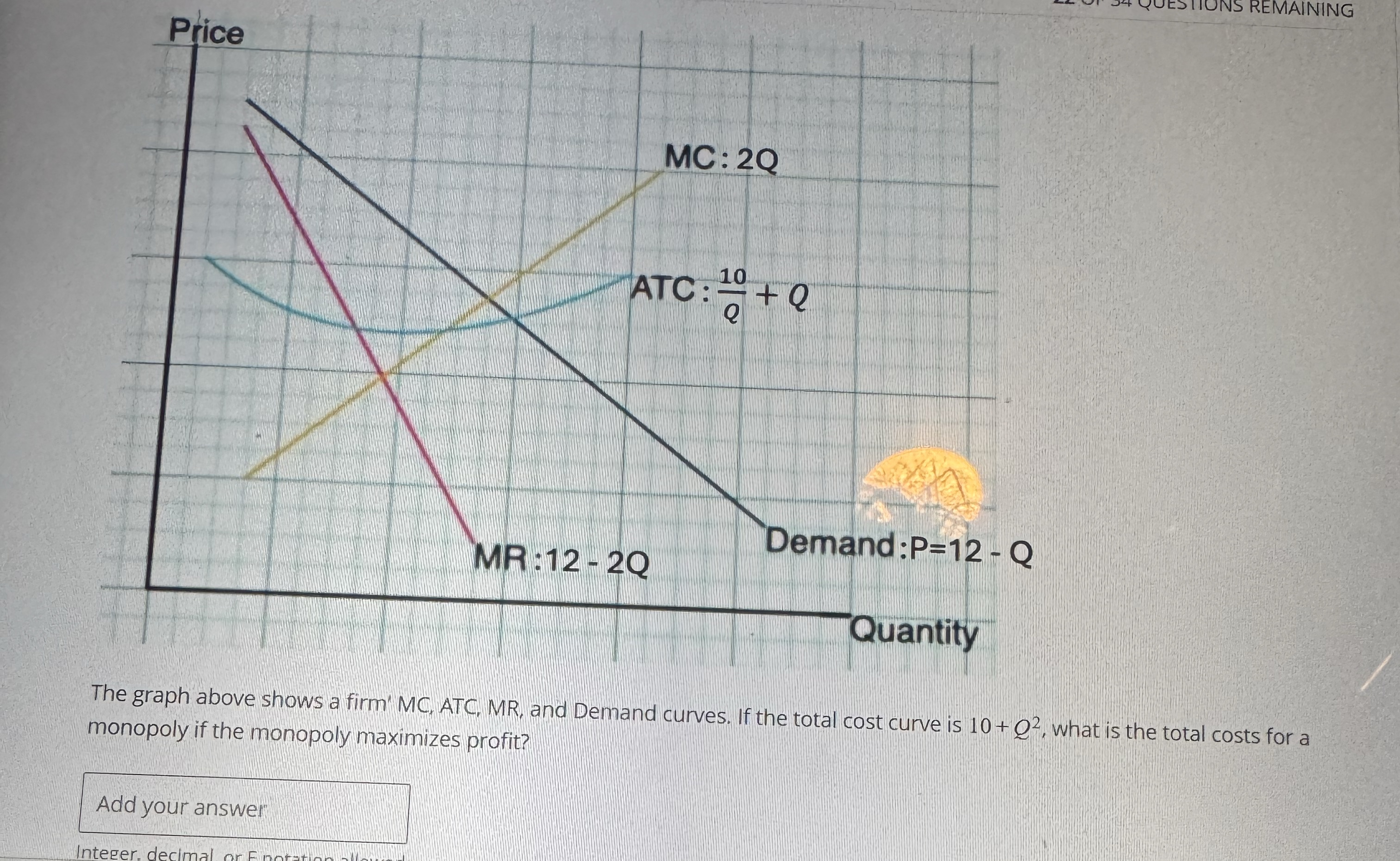 Solved The graph above shows a firm' MC, ﻿ATC, MR, ﻿and | Chegg.com