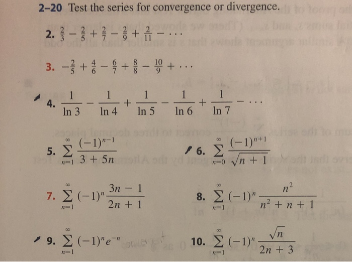 Solved 2-20 Test the series for convergence or divergence. | Chegg.com