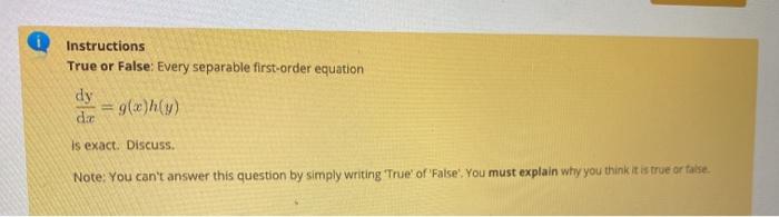 Solved Instructions True or False: Every separable | Chegg.com