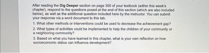 Solved After reading the Dig Deeper section on page 300 of | Chegg.com