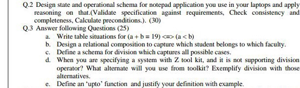 Q.2 Design state and operational schema for notepad | Chegg.com