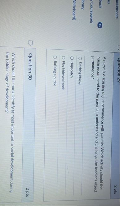 Solved uncements2 ﻿ptsusbook15A nurse is discussing object | Chegg.com