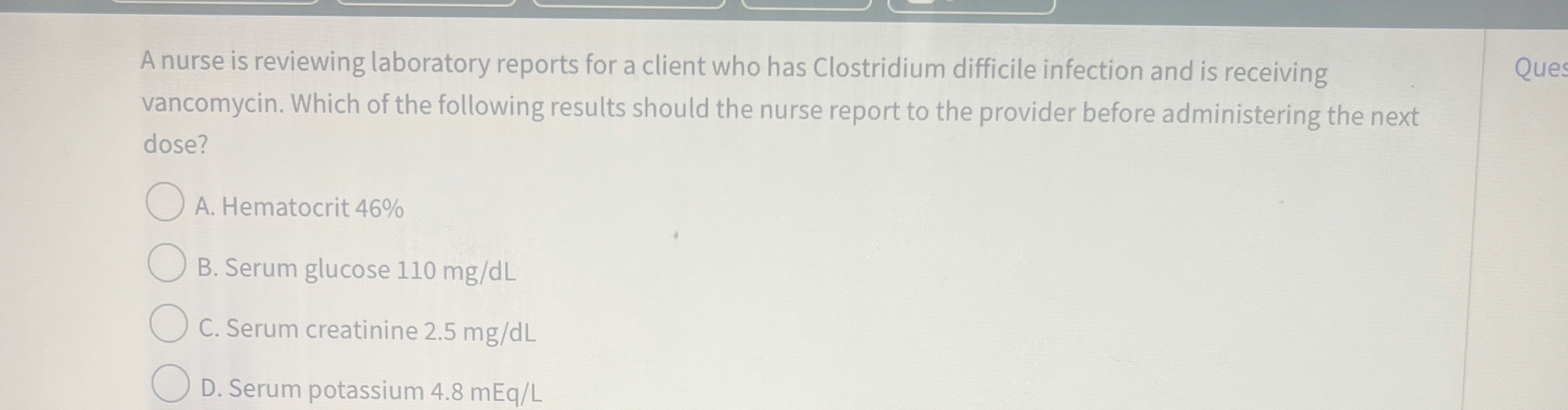 Solved A nurse is reviewing laboratory reports for a client | Chegg.com