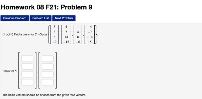 Solved Homework 08 F21 Problem 9 Previous Problem Problem 6576
