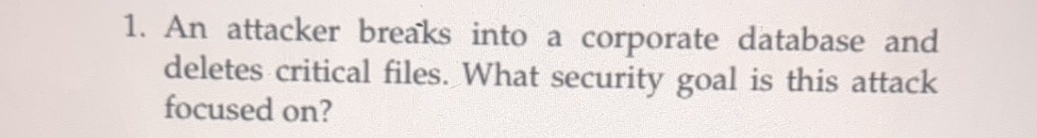 Solved An attacker breaks into a corporate database and | Chegg.com