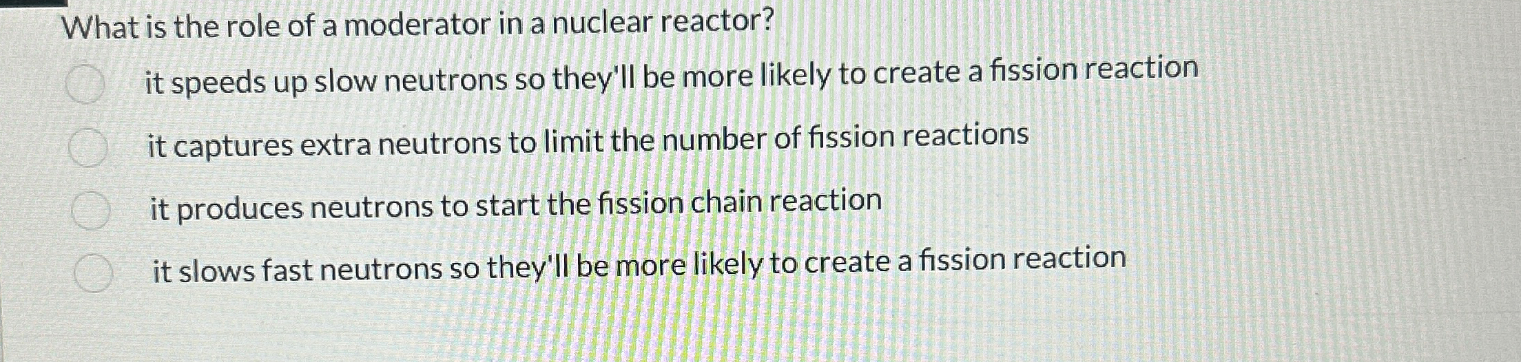 Solved What is the role of a moderator in a nuclear | Chegg.com