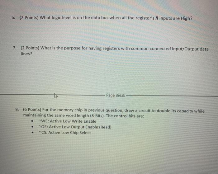 Solved 6. (2 Points) What logic level is on the data bus | Chegg.com