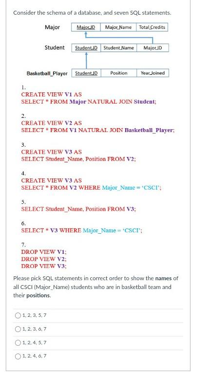 Solved Consider the schema of a database, and eight | Chegg.com