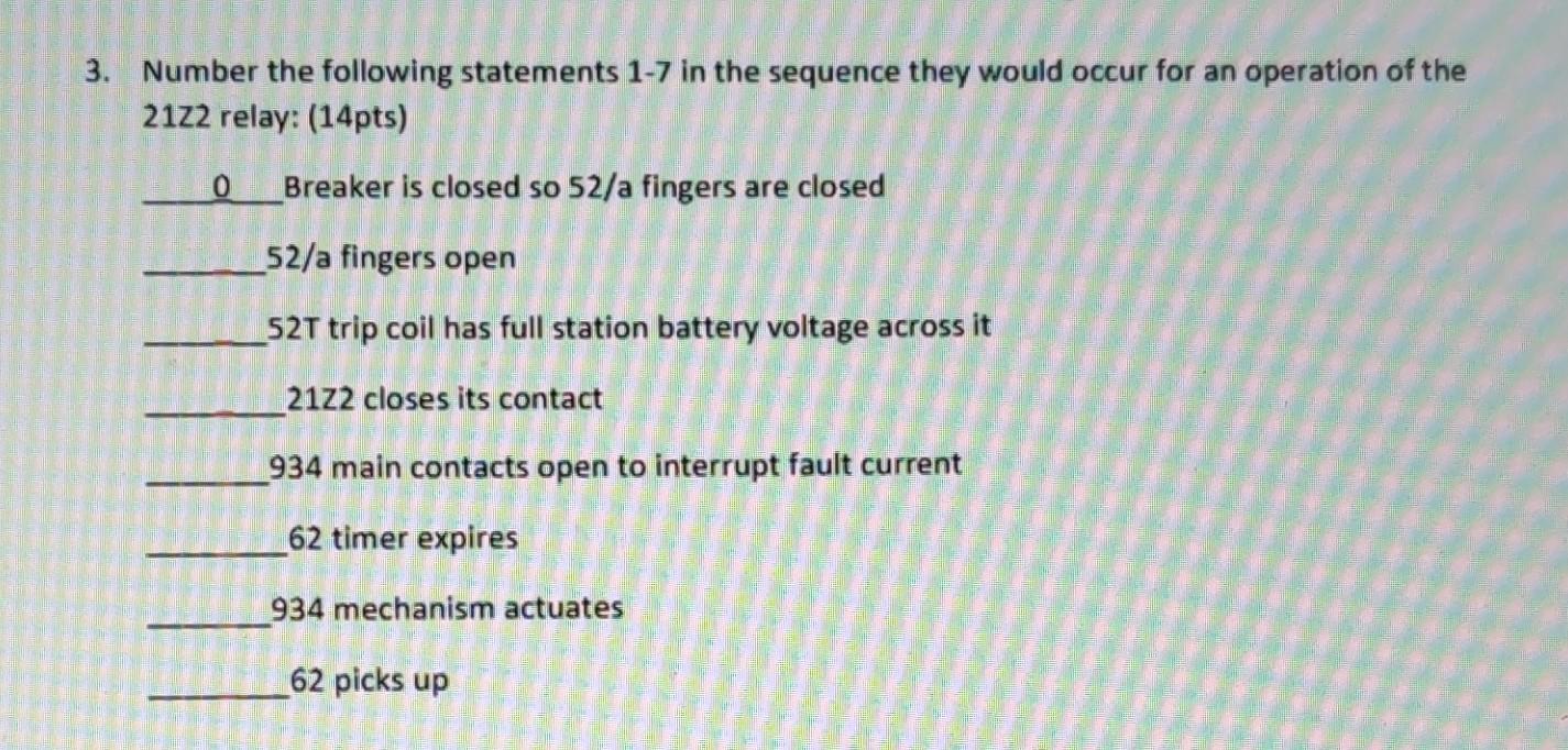 Solved 3. Number the following statements 1-7 in the | Chegg.com