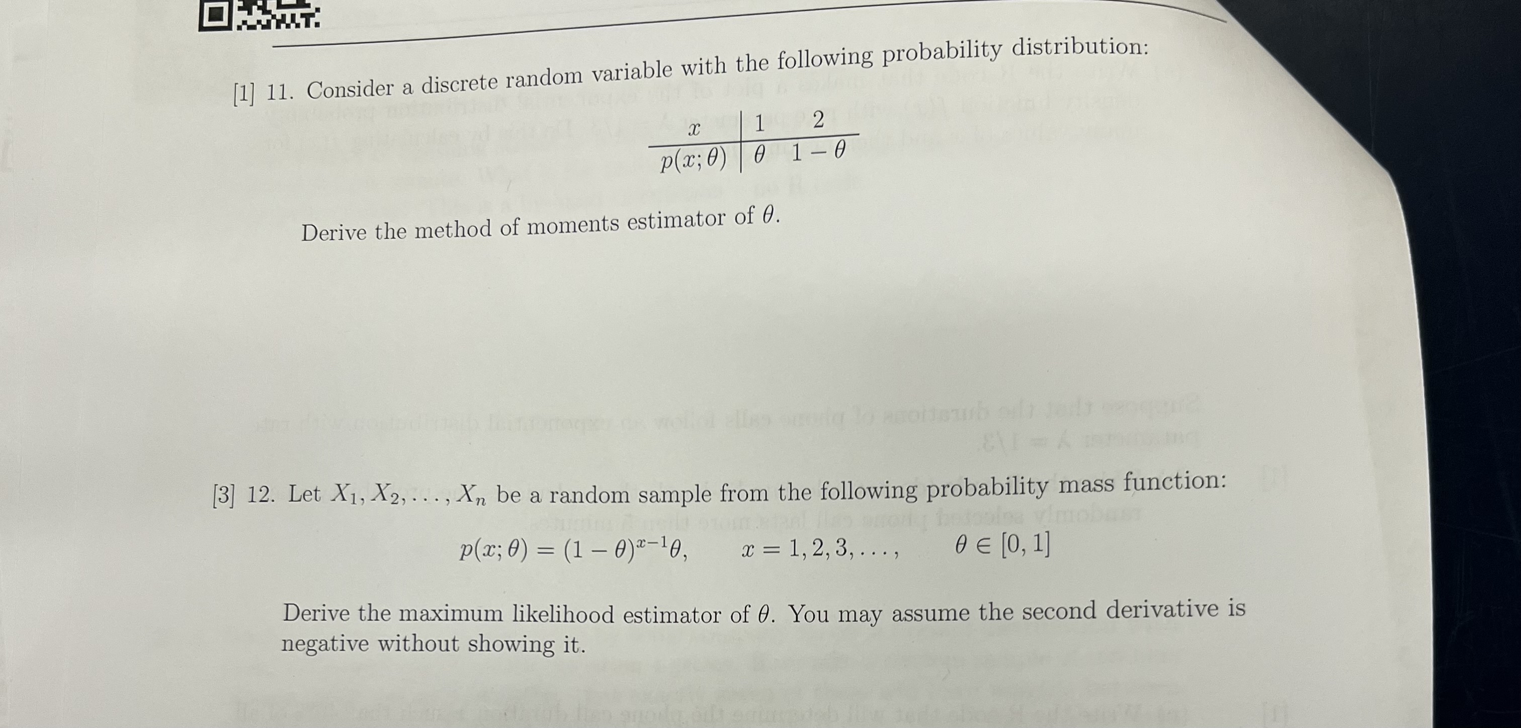 Solved [1] 11. ﻿Consider a discrete random variable with the | Chegg.com