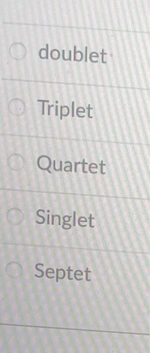 Solved doublet Triplet Quartet Singlet Septet In an H-NMR | Chegg.com