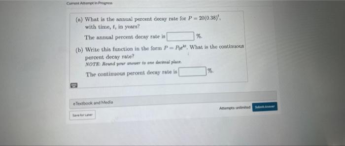 Solved (a) What is the annual percent decay rate for | Chegg.com