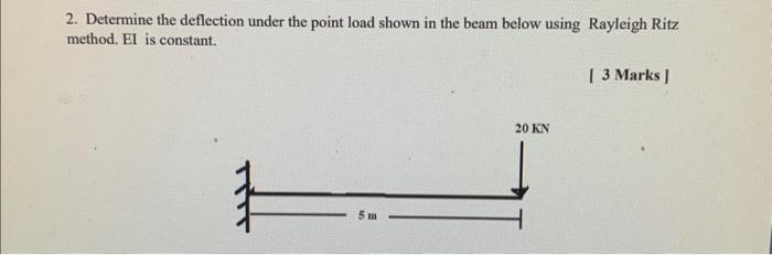 Solved 2. Determine the deflection under the point load | Chegg.com
