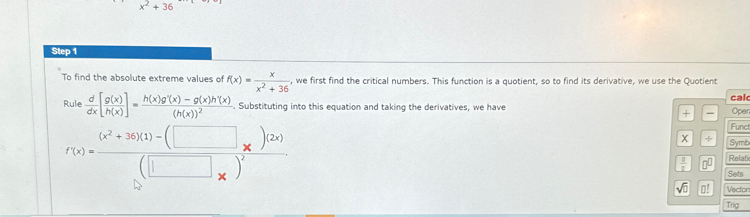 Solved Step 1To find the absolute extreme values of | Chegg.com