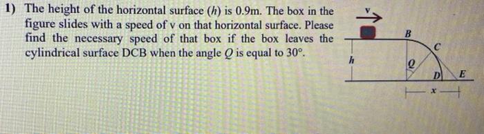Solved 1) The height of the horizontal surface (h) is 0.9m. | Chegg.com