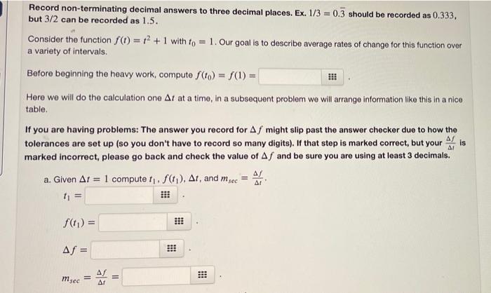 Solved 13 Record non-terminating decimal answers to three | Chegg.com