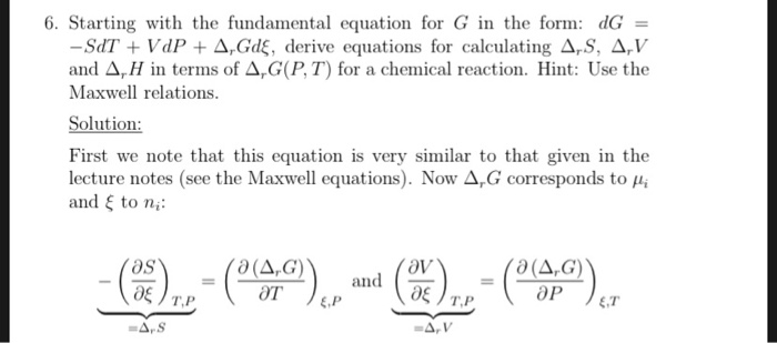 Solved 6. Starting with the fundamental equation for G in | Chegg.com