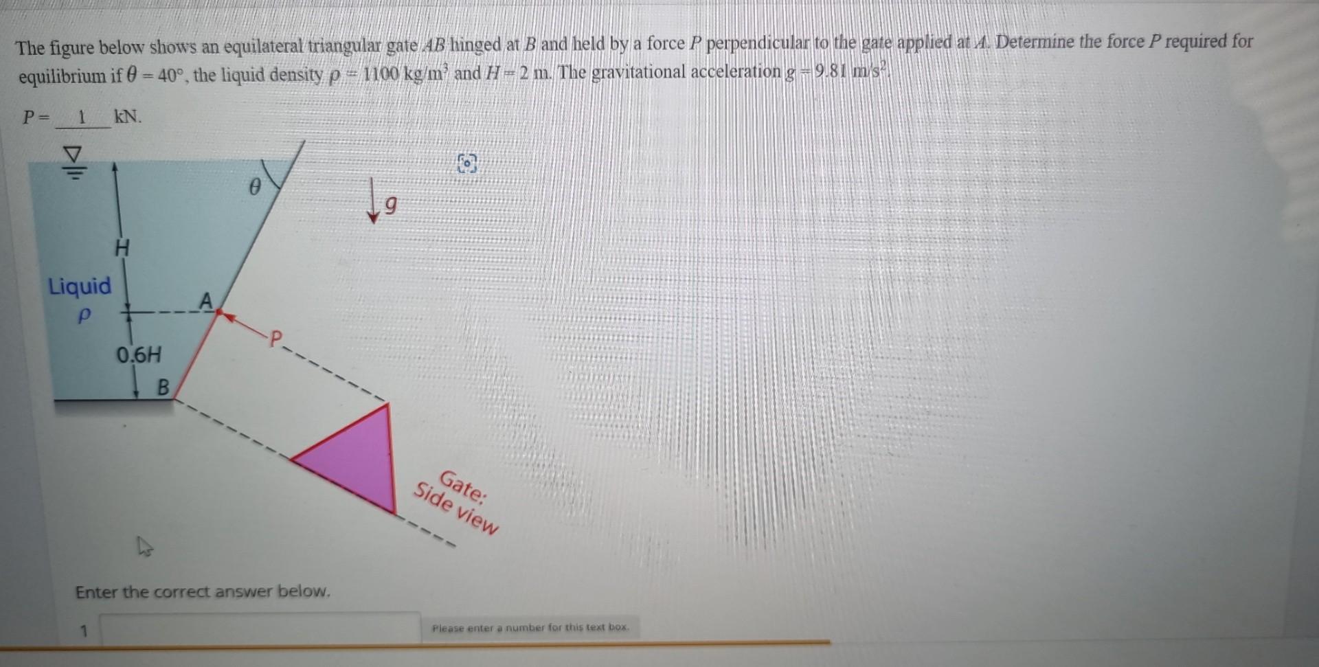 Solved The figure below shows an equilateral triangular gate | Chegg.com