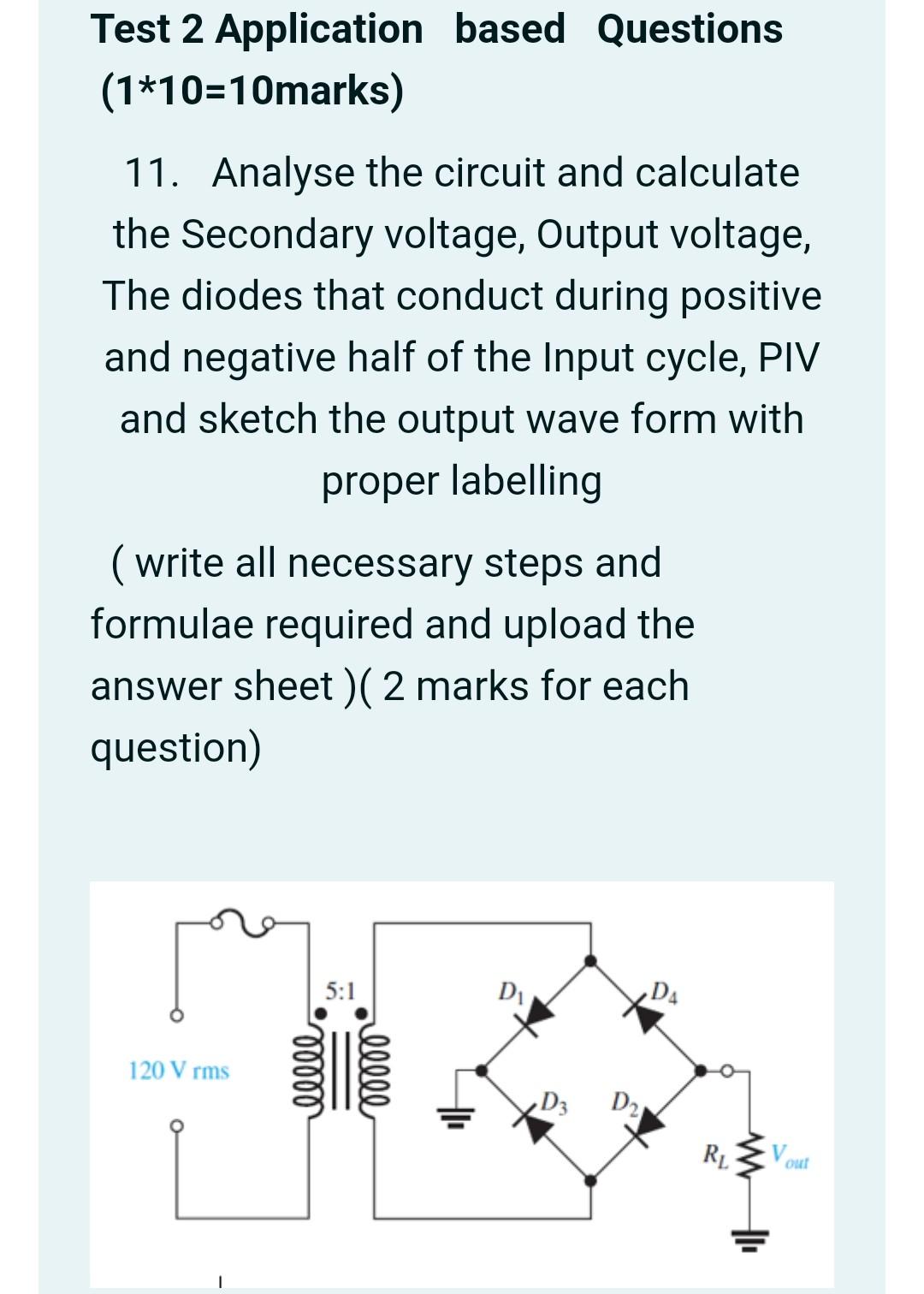 Solved Test 2 Application based Questions (1*10=10marks) 11. | Chegg.com