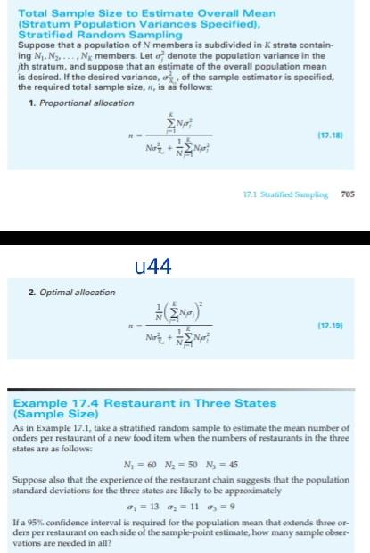 Solved Total Sample Size to Estimate Overall Mean (Stratum | Chegg.com