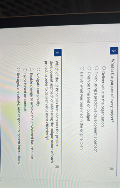 Solved 3 ﻿What is the purpose of every project?\geoquad | Chegg.com