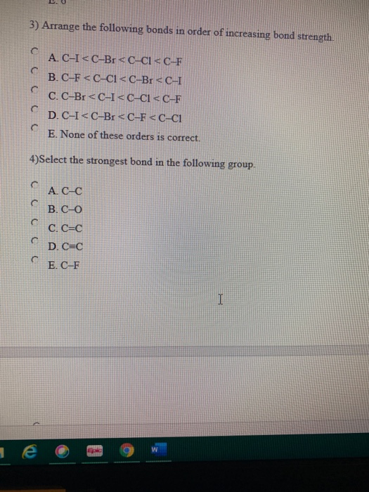 Solved 3) Arrange the following bonds in order of increasing | Chegg.com