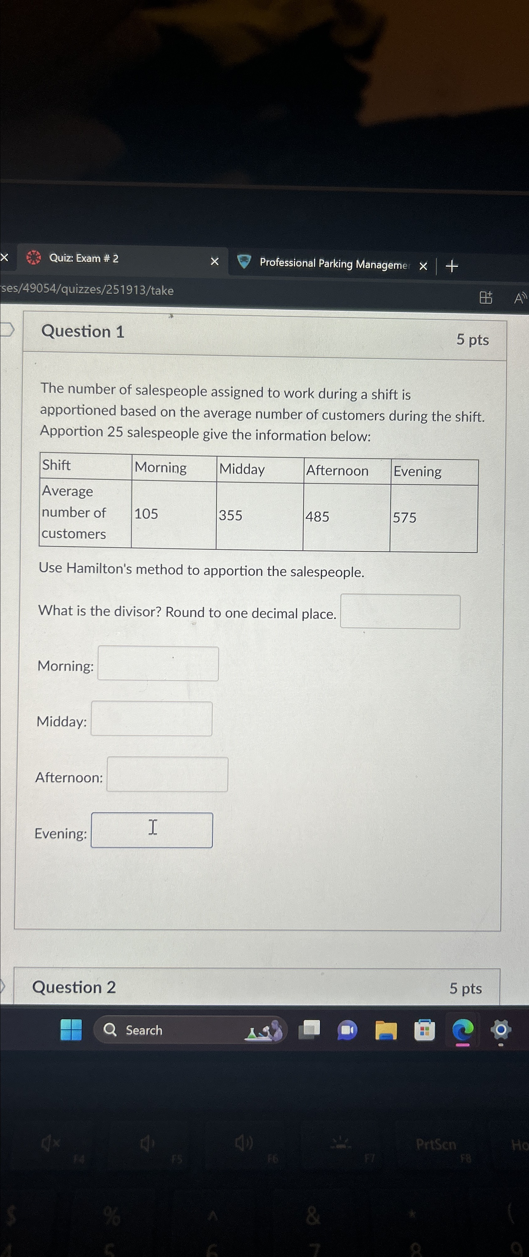 Solved Question 15 ﻿ptsThe number of salespeople assigned to | Chegg.com