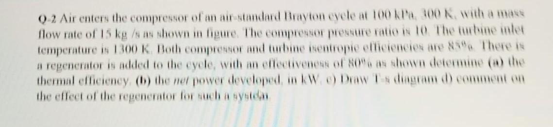 Solved Q-2 Air enters the compressor of an ait-standard | Chegg.com