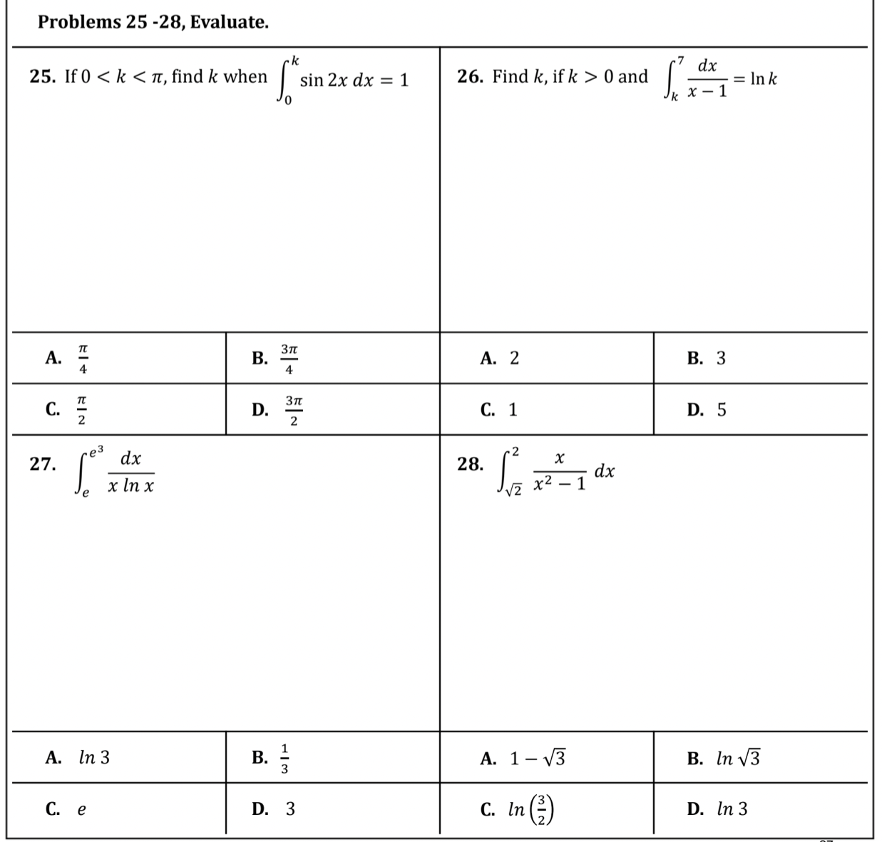 Solved Problems 25 -28, ﻿Evaluate.If | Chegg.com