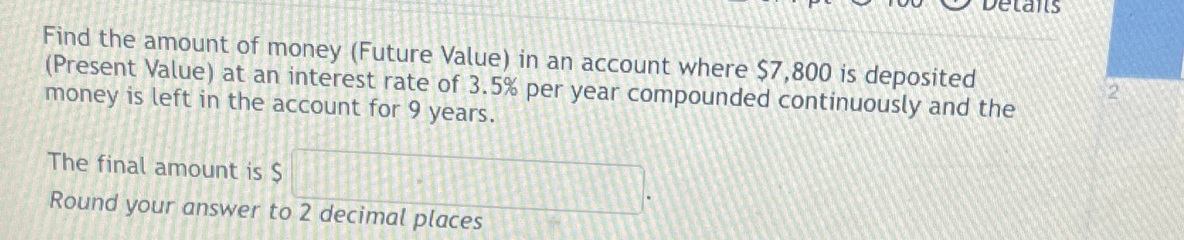 Solved Find the amount of money (Future Value) ﻿in an | Chegg.com