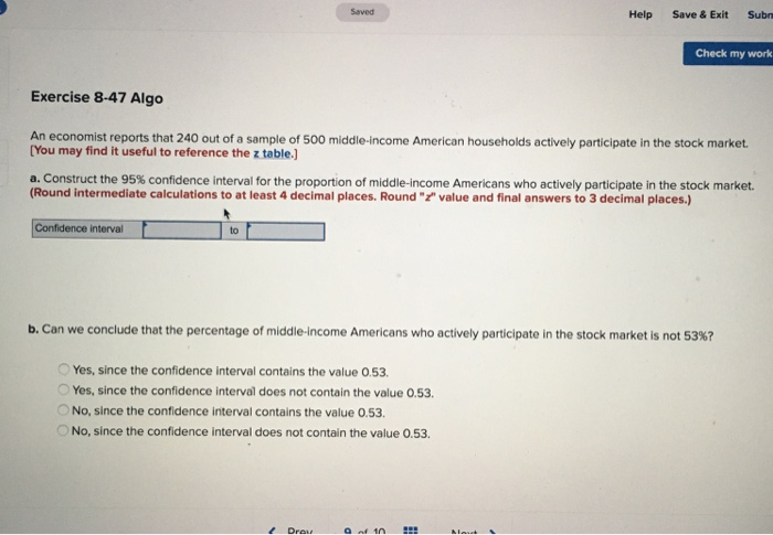 Solved Help Save & Exit Sub Check my work Exercise 8-47 Algo | Chegg.com