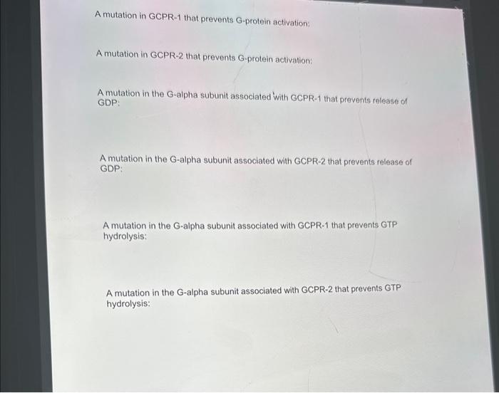 Solved 8. You are studying two new GCPRs (GCPR-1 and | Chegg.com