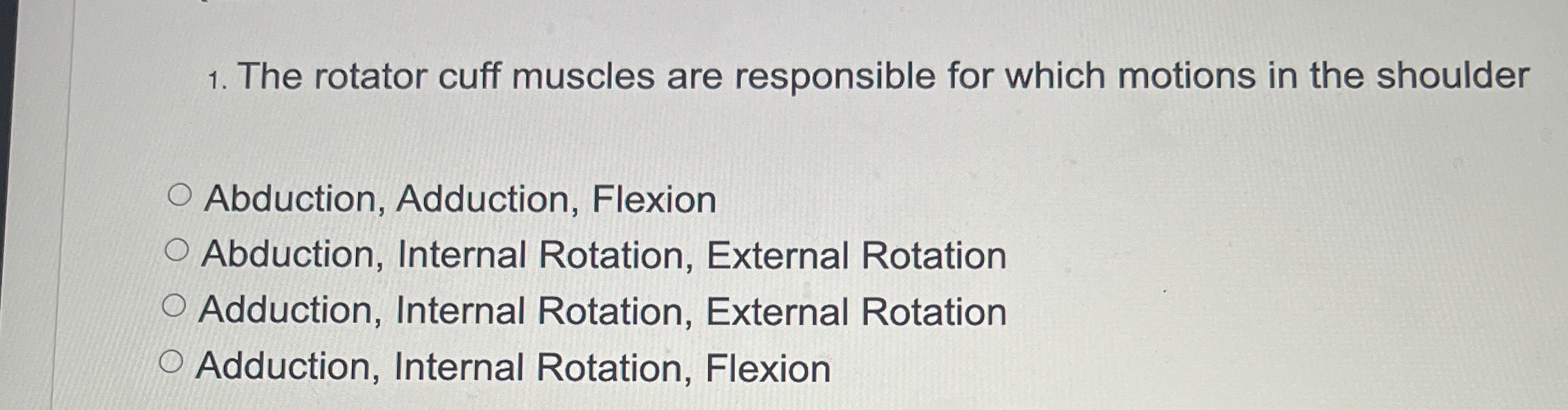 Solved The rotator cuff muscles are responsible for which | Chegg.com