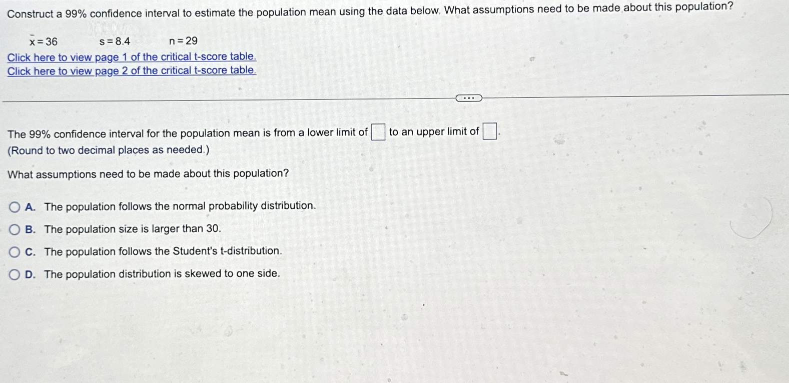 Solved Construct a 99% ﻿confidence interval to estimate the | Chegg.com