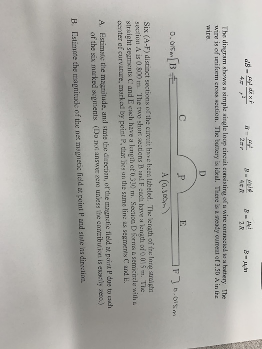 Solved B= Hot Moih 4л г? В B= 2 R B= in 2лг 4t R The diagram | Chegg.com