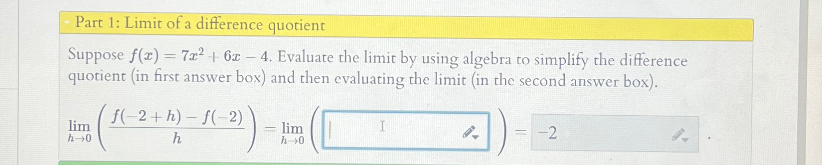 Solved Part 1: Limit of a difference quotientSuppose | Chegg.com