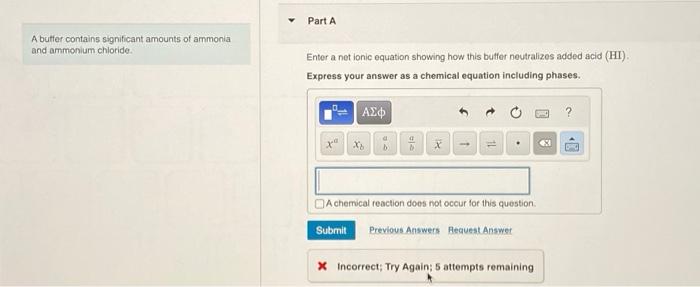 Solved A Buffer Contains Significant Amounts Of Ammonia And