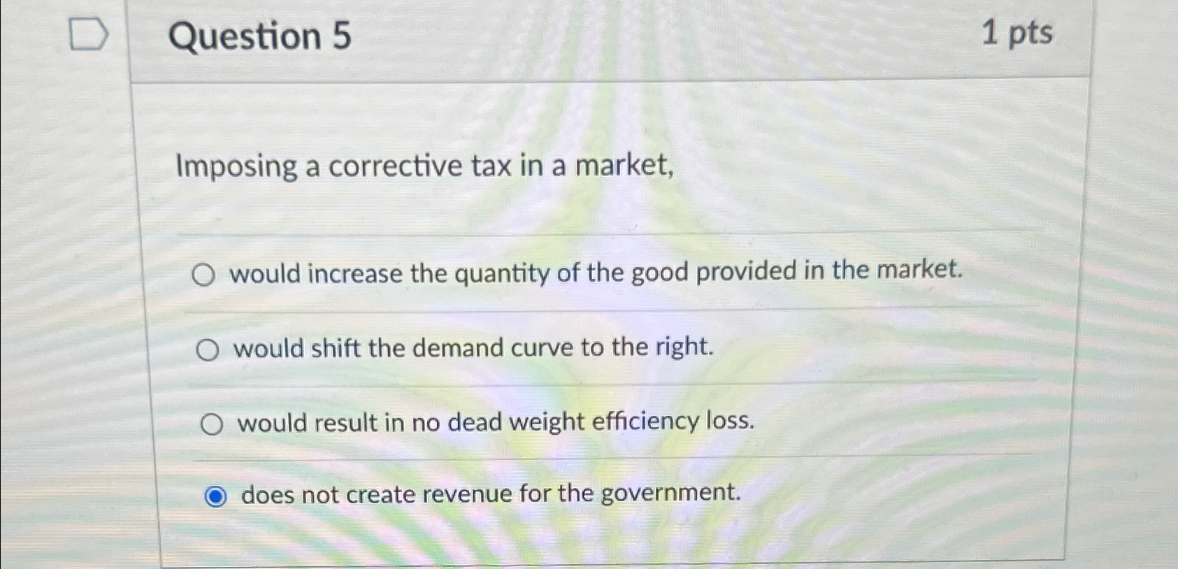 Solved Question 51 ﻿ptsImposing a corrective tax in a | Chegg.com