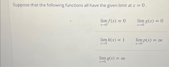 Solved Suppose that the following functions all have the | Chegg.com