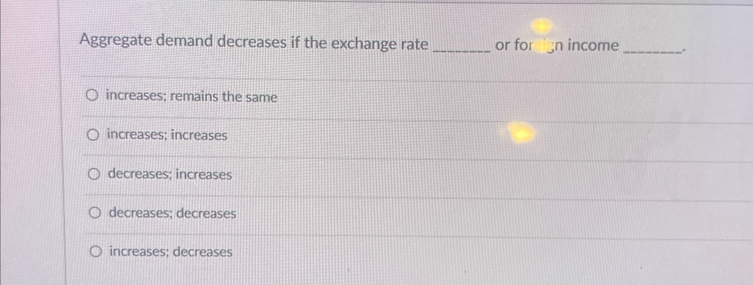 Solved Aggregate demand decreases if the exchange rate ﻿or | Chegg.com