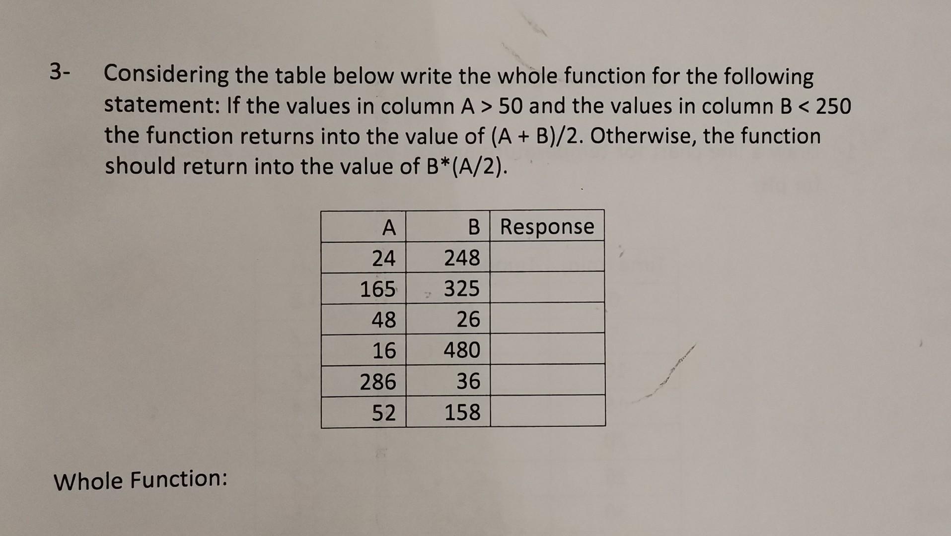 Solved 3- Considering the table below write the whole | Chegg.com