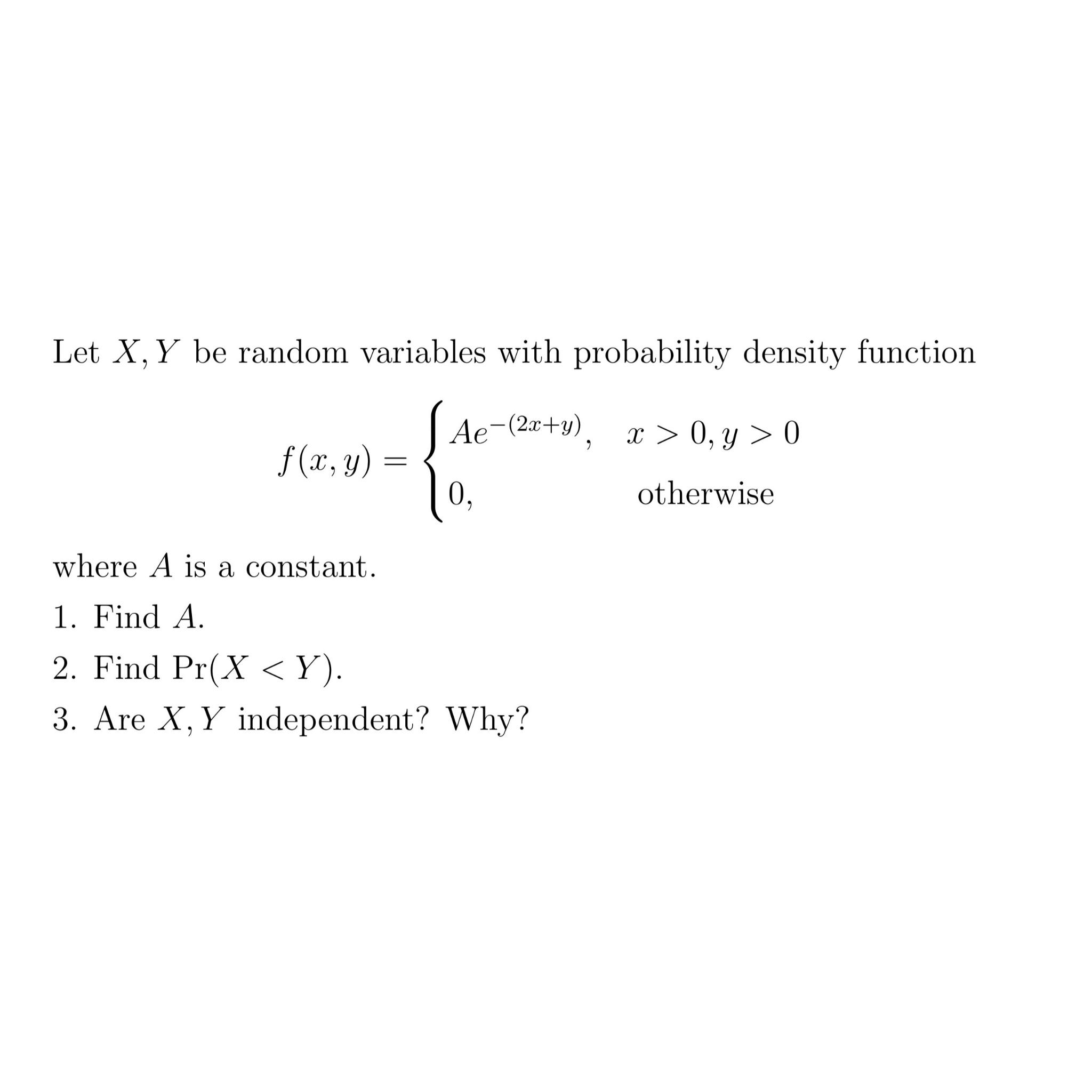 Solved Let x,Y ﻿be random variables with probability density | Chegg.com