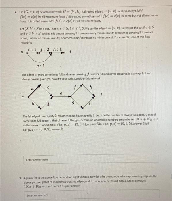 Solved Let (G,s,t,c) be a flow network, G=(V,E). A directed | Chegg.com