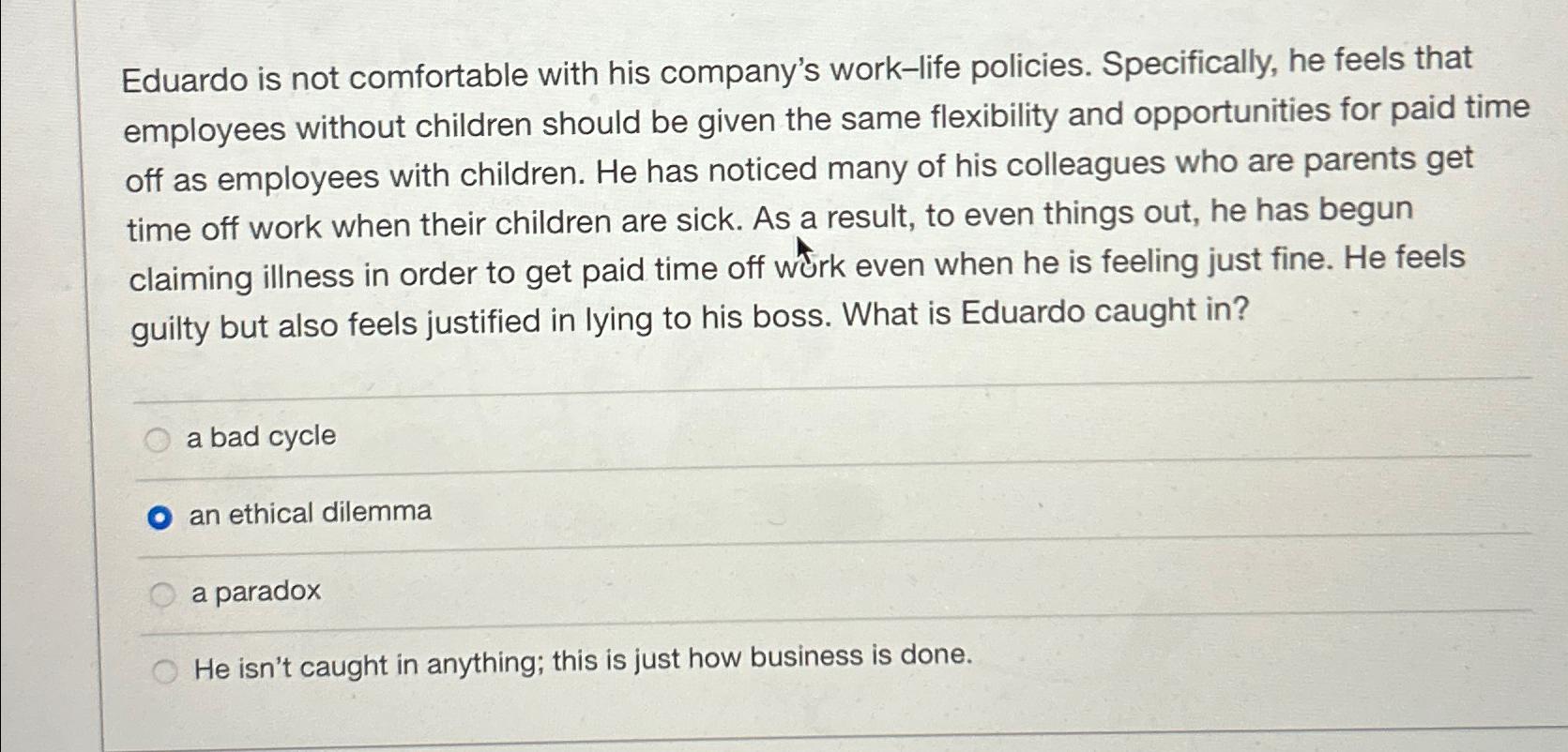 Solved Eduardo is not comfortable with his company's | Chegg.com