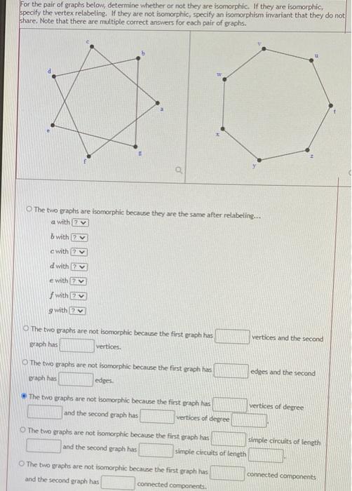 Solved For the pair of graphs below, determine whether or | Chegg.com