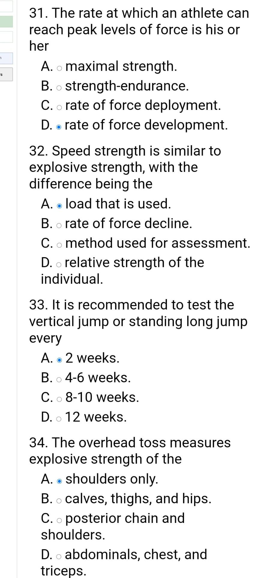 Solved 31. The rate at which an athlete can reach peak | Chegg.com
